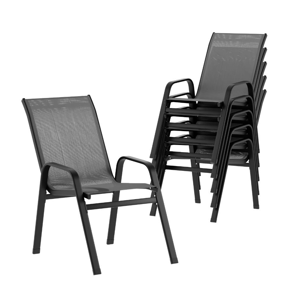Gardeon 6PC Outdoor Dining Chairs Stackable Lounge Chair Patio Furnitu